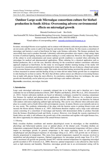 Outdoor Large Scale Microalgae Consortium Culture For Biofuel