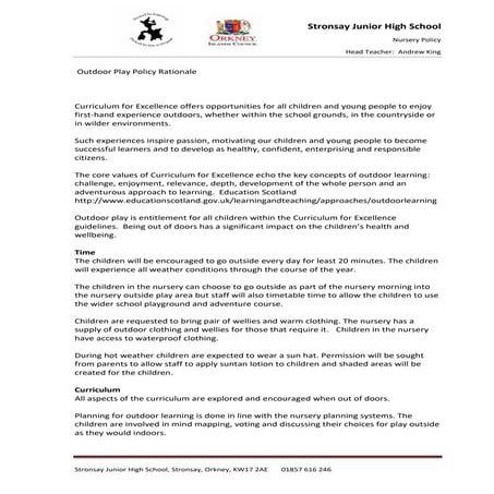Outdoor play policy nursery | PDF