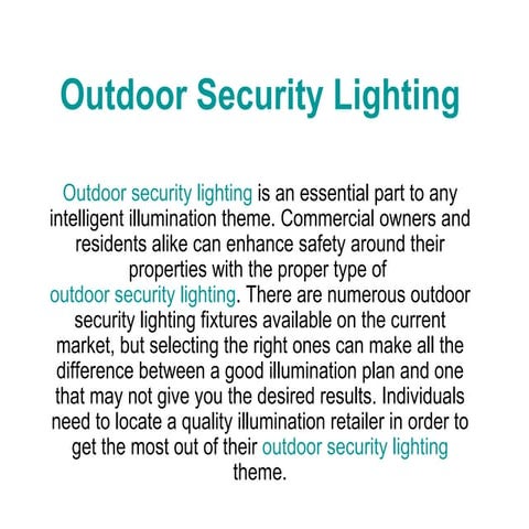 Outdoor security lighting | PPT
