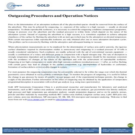 Outgassing procedures and operation notices | DOCX