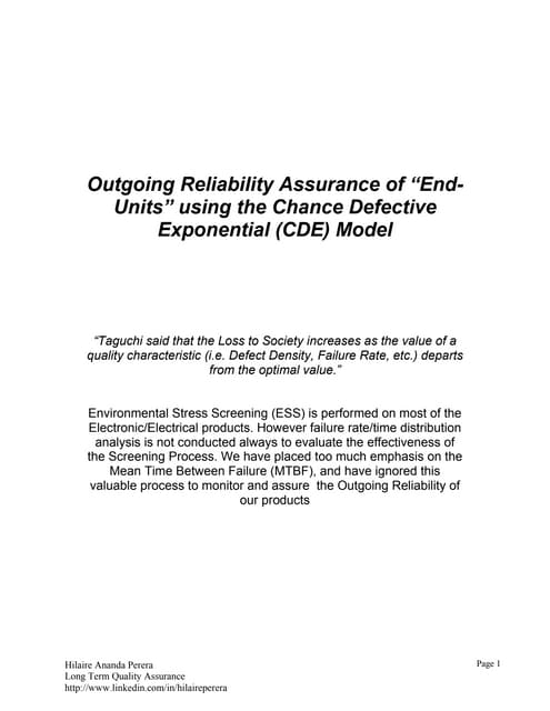 Early Life Failure Rate Calculation Procedure for Semiconductor ...