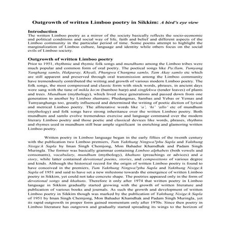 Outgrowth of written limboo poetry in Sikkim | PDF