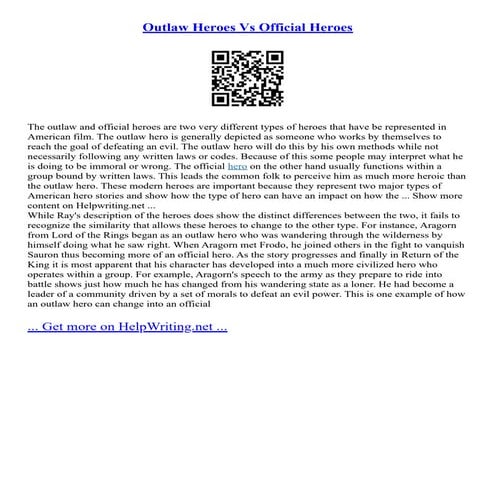 Outlaw Heroes Vs Official Heroes | PDF