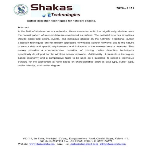 Outlier Detection Techniques For Network Attacks Pdf