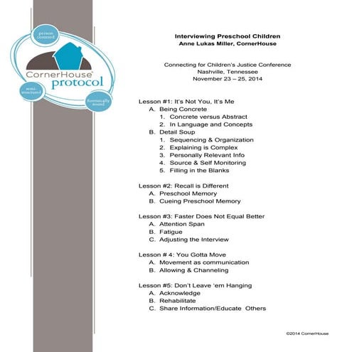 Interviewing Preschool Children | PDF | Daycare and Pre-School | Parenting