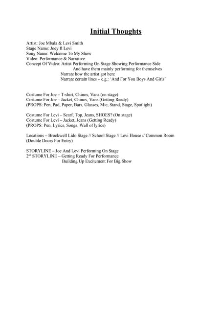 Mind map for music video | PPT