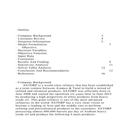 · Outline · Company Background 3· Literature .docx