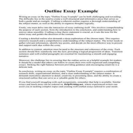 Outline Essay Example. Essay Outline Template amp; Tips | PDF