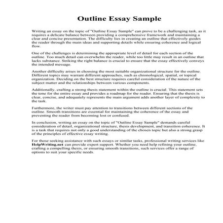Outline Essay Sample | PDF | Homework and Study | Education