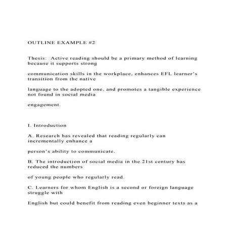OUTLINE EXAMPLE #2 Thesis Active reading should be a p.docx