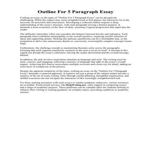 Outline For 5 Paragraph Essay. Five paragraph essay format. How to ...