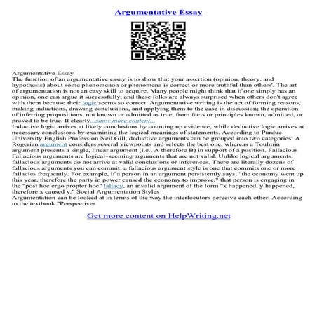 Outline For A Argumentative Essay | PDF | College Planning | College ...