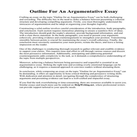 Outline For An Argumentative Essay | PDF