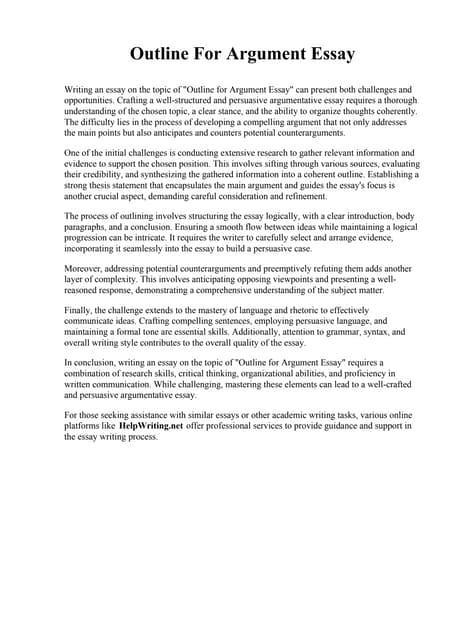 Argumentative Essay Outline Example | PDF
