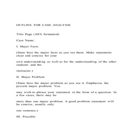 Outline for case analysis title page (apa formatted) | DOCX