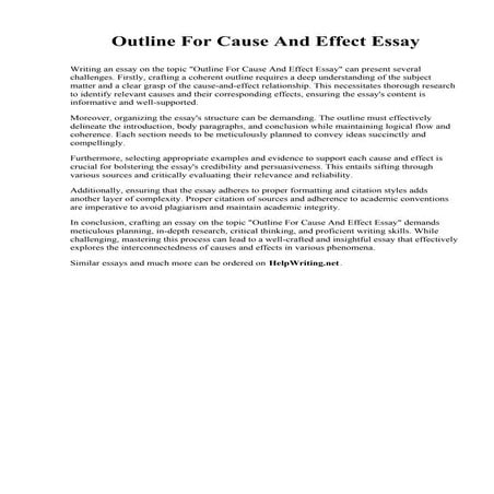 Outline For Cause And Effect Essay.pdf | Homework and Study | Education