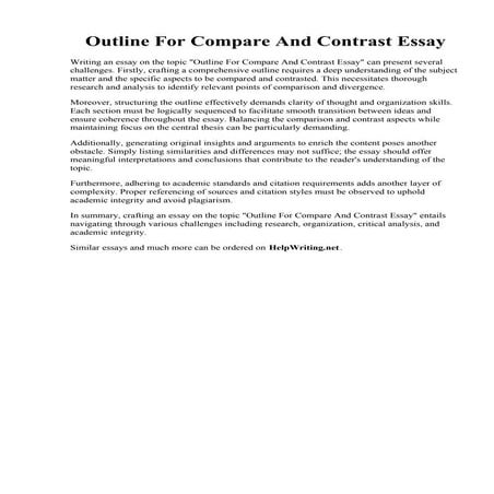 Outline For Compare And Contrast Essay. Compare and contrast essay ...