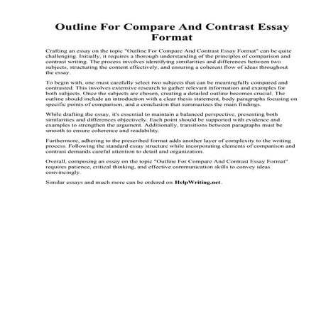 Outline For Compare And Contrast Essay Format | PDF