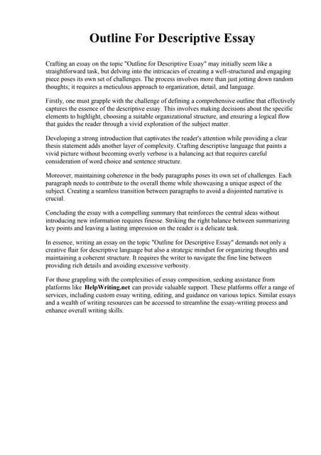 Outline Essay Sample | PDF | Homework and Study | Education