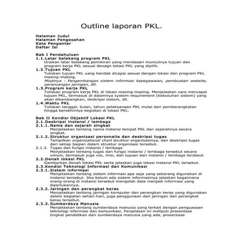 Outline laporan pkl | DOC