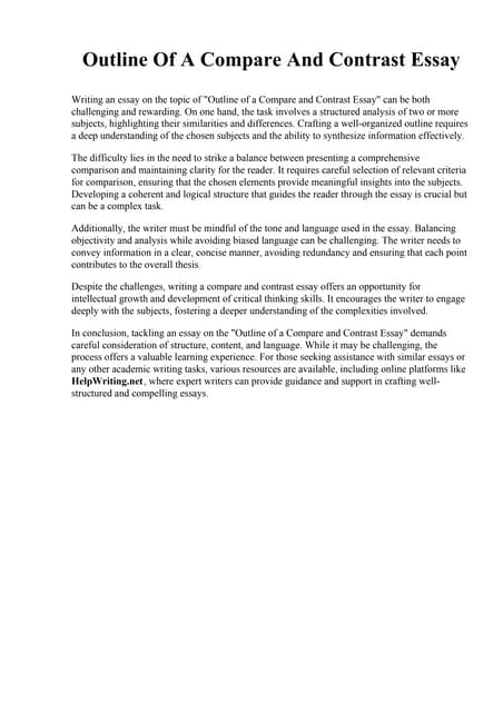 Comparing And Contrasting Essay Topics | PDF