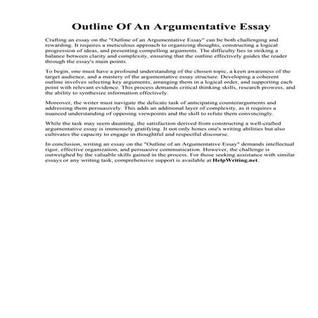 Outline Of An Argumentative Essay. Argumentative Essay Outline Blank ...