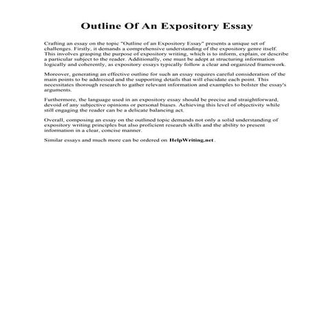 Outline Of An Expository Essay | PDF | Undergraduate Education ...