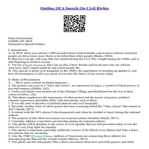 Outline Of A Speech On Civil Rights | PDF