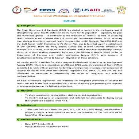 Outline of consultative workshop on integrated promotion v.1.1 14 ...