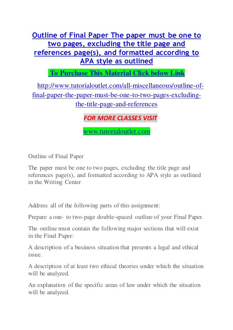 Outline of Final PaperLearn/TUTORIALOUTLETDOTCOM