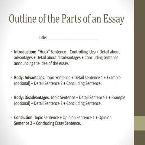 Outline of the parts of an essay | PPTX