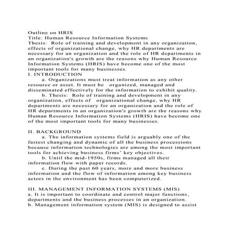 Outline on HRISTitle Human Resource Information SystemsThesis.docx