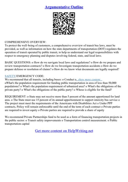 Argumentative Persuasive Essay Outline | PDF