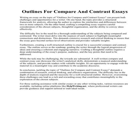 Outlines For Compare And Contrast Essays | PDF