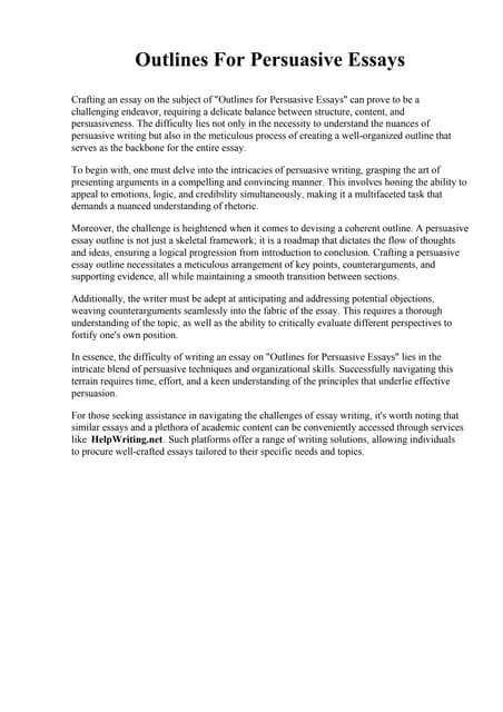 Outline Of Persuasive Essay | PDF