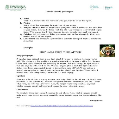 Outline to write your report | PDF