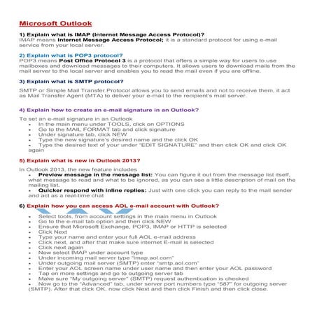 MS Outlook MCQ Important Questions and Answers | PDF