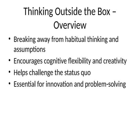 Complete Guide Outside the Box Thinking | PPTX