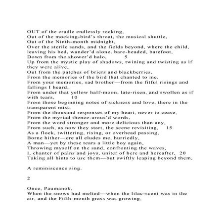 OUT of the cradle endlessly rocking, Out of the mocking-bird’s .docx