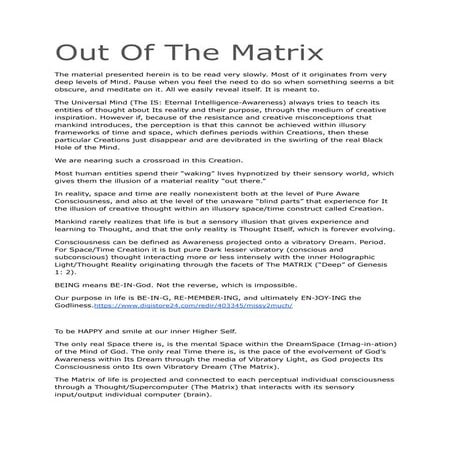 Out of the matrix | PDF
