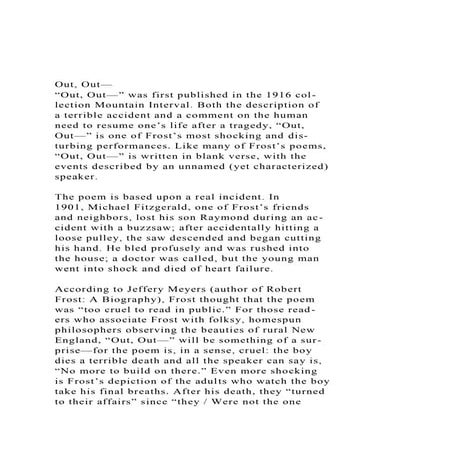 Out, Out—Out, Out—” was first published in the 1916 col-l.docx