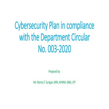 Output for Training Activity No. 3 - Day 3 - Cybersecurity Plan in ...