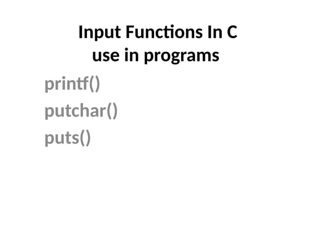 Output Functions In C Programming Code Ppt 1976