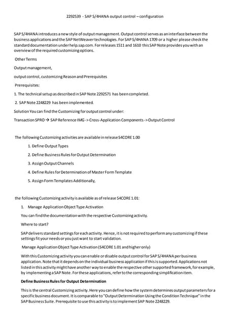 Guide to Configure Custom SD Output Types in S/4HANA Using BRF+ | PDF