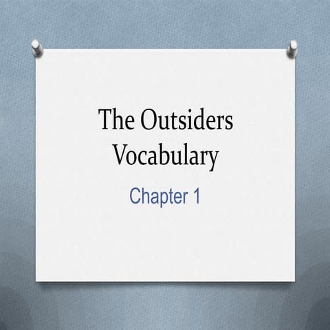 The Outsiders Vocabulary - Chapter 1 | PPTX