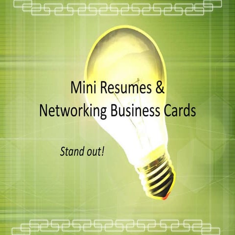 Outside the Box Job Searching - Mini Resumes & Networking Cards | PPTX