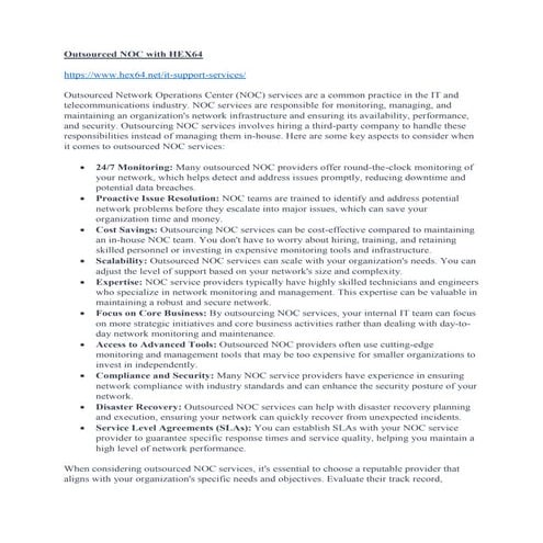 Outsourced NOC With HEX64.docx