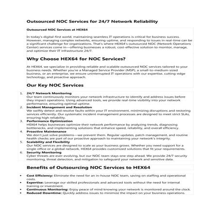 Customizable Managed NOC Service Pricing | DOCX