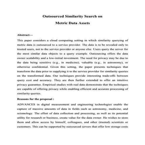 Outsourced similarity search on | PDF