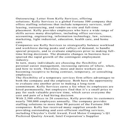 Outsourcing Letter from Kelly Services, offering solutions. Kelly.docx